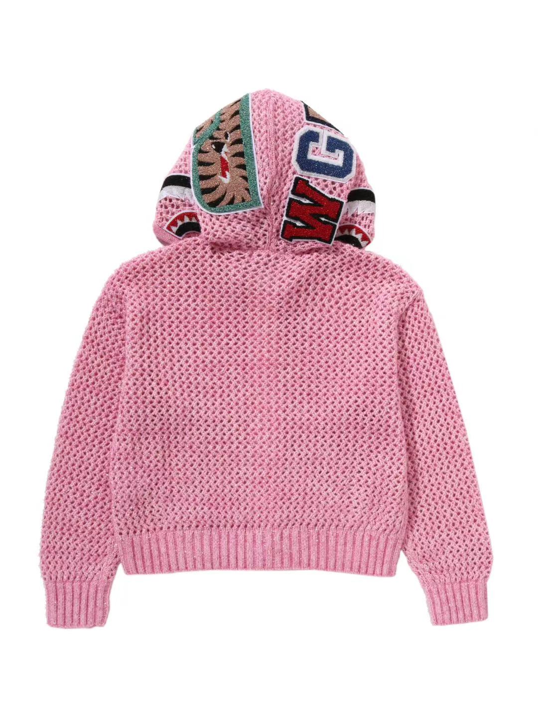 Bape Metallic Crochet Shark Full Zip Hoodie Pink – THEPARKS